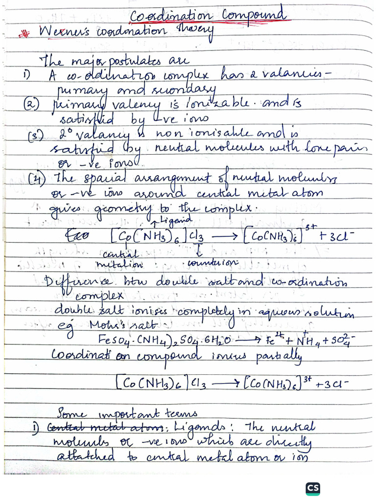 Coordination Compounds Class 12 Notes | PDF