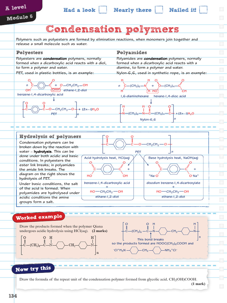 Revise OCR AS A Level Chemistry Revision Guide Condensation Polymers | PDF