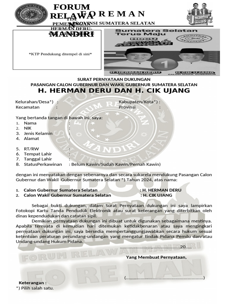 Hdcu Surat-Pernyataan-Dukungan-Hdcu | PDF