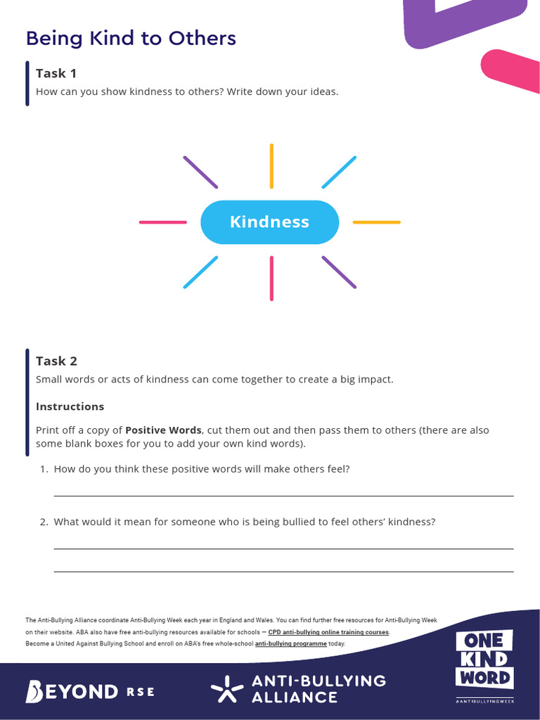 Being Kind To Others Worksheet | PDF