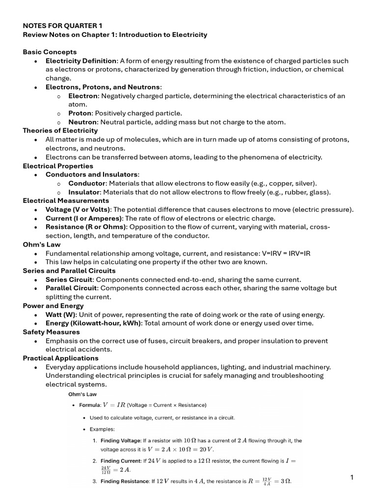 Notes For Quarter 1 | PDF