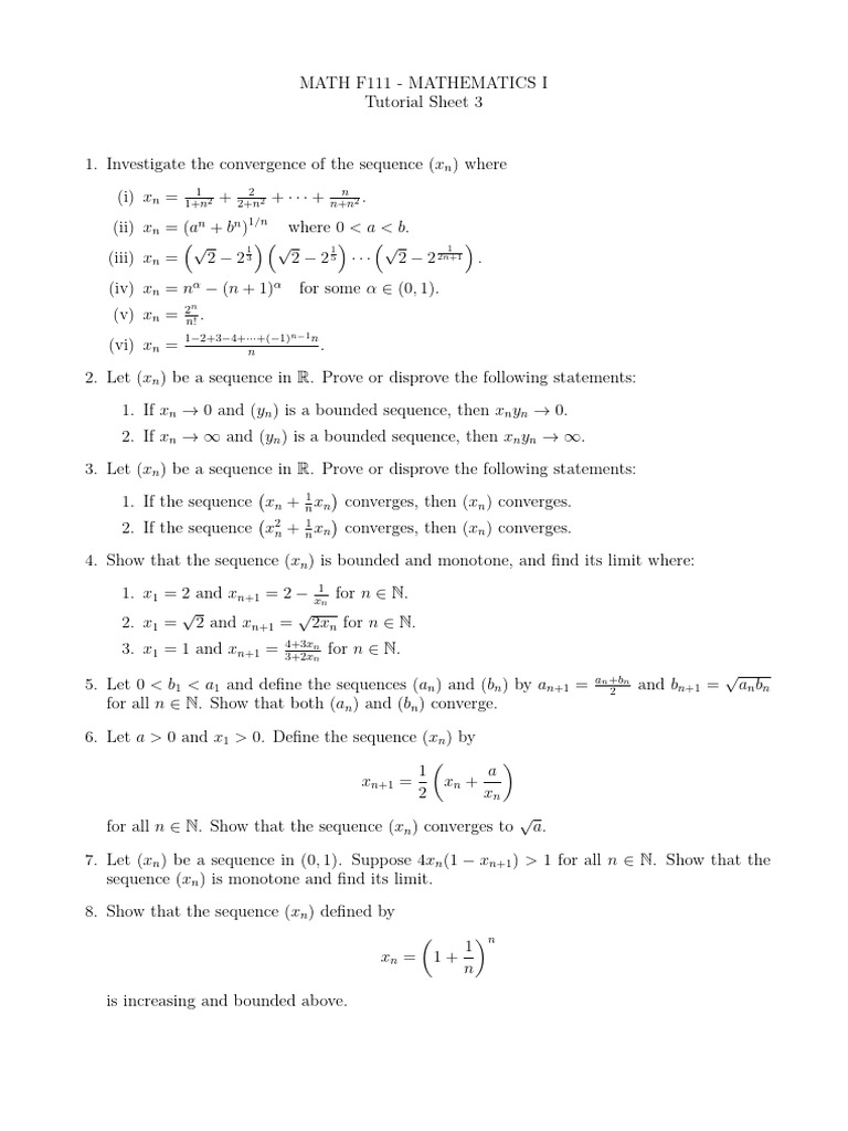 Tutorial Sheet 3 | PDF