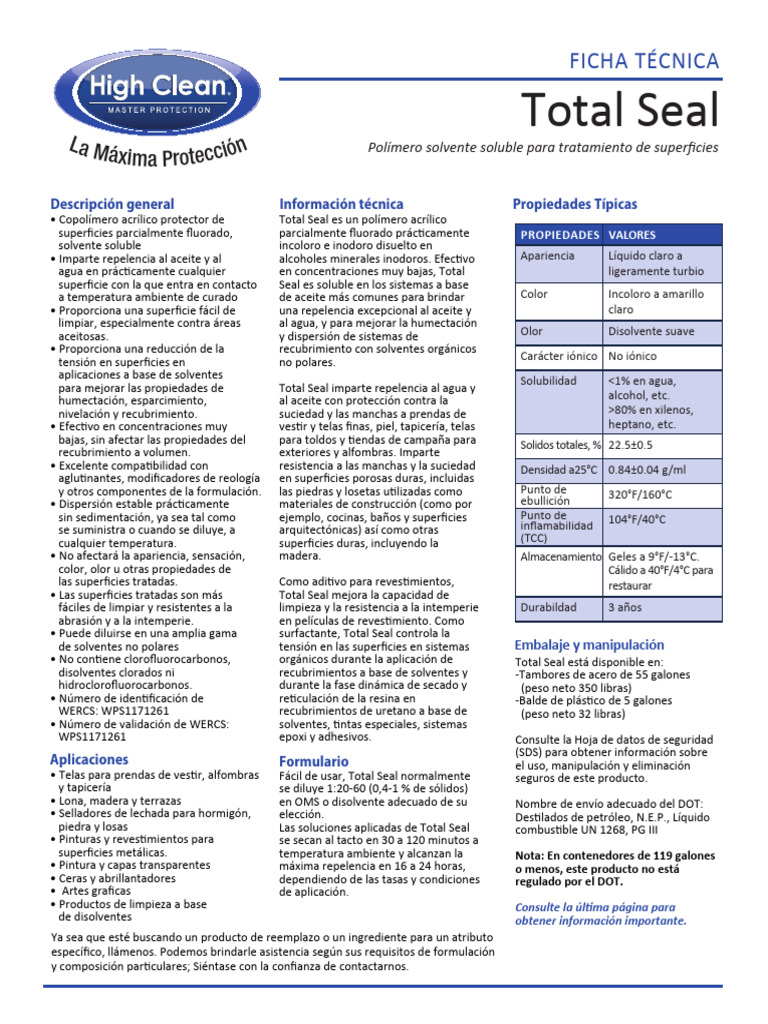 FICHA TECNICA TOTAL SEAL | PDF