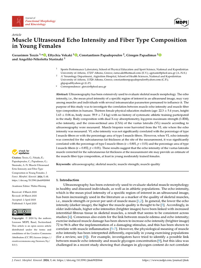 Muscle Ultrasound Echo Intensity and Fiber Type Composition | PDF