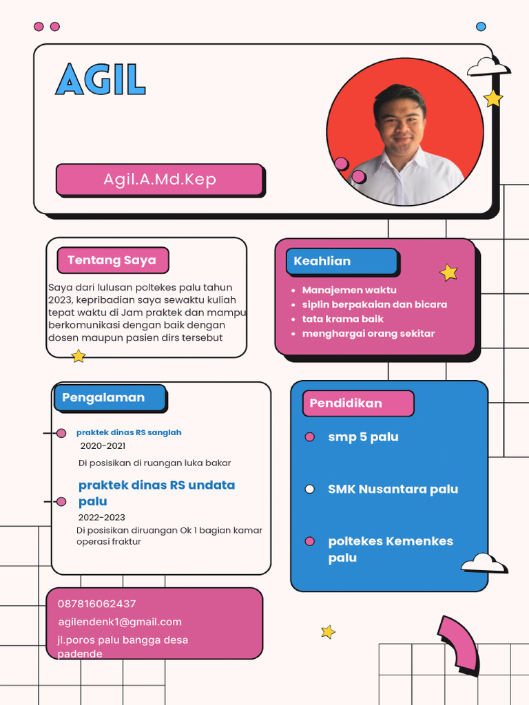 CV Resume Pekerjaan Manajer Sosial Media Retro Biru dan Merah Muda | PDF