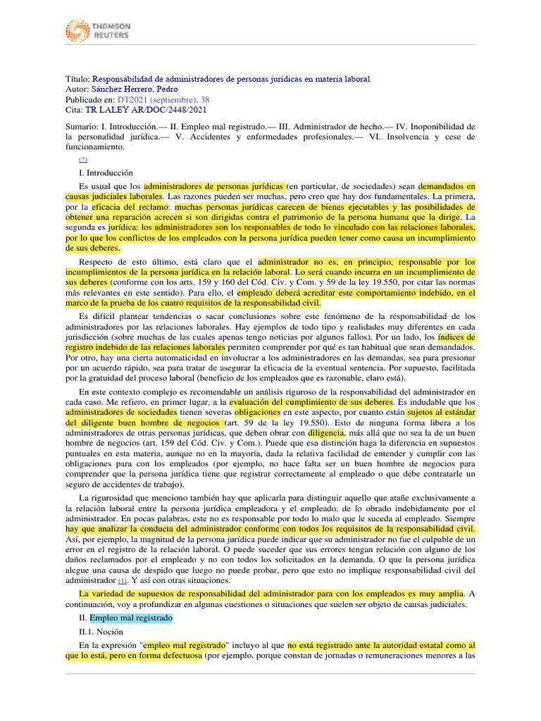 Sanchez Herrero Inoponibilidad Personalidad Jurídica. | PDF ...