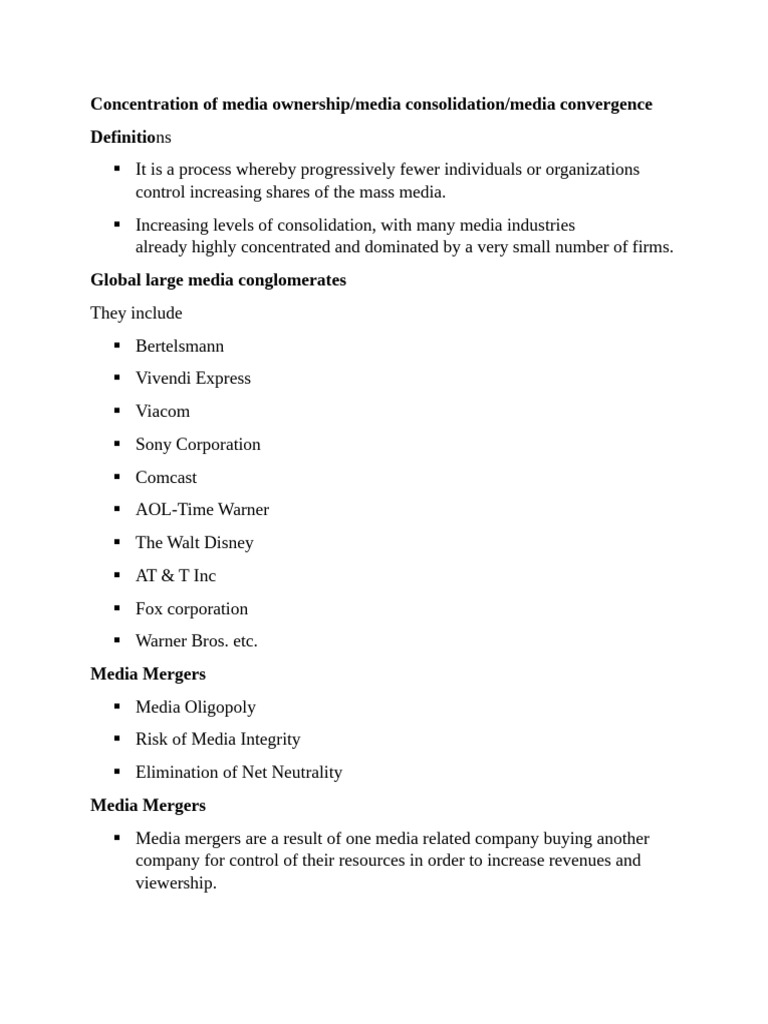Concentration of Media Ownership | PDF