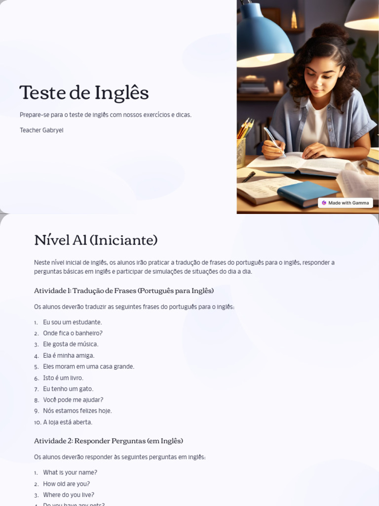 Teste de Ingles | PDF