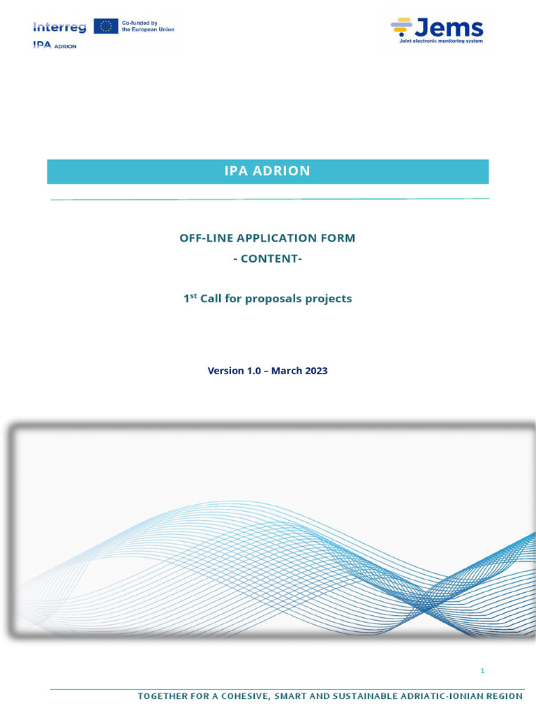 IPA ADRION 1st Call - Off-Line AF Template - Editable 2023 - 03 - 23 | PDF