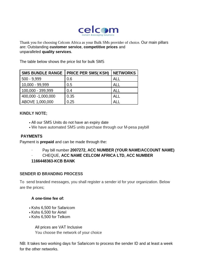 Bulk SMS Proposal | PDF