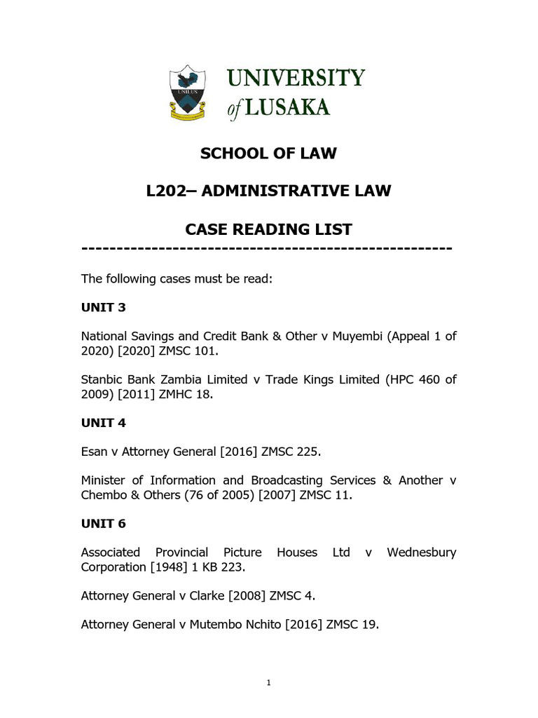 Administrative Law Case Reading List | PDF