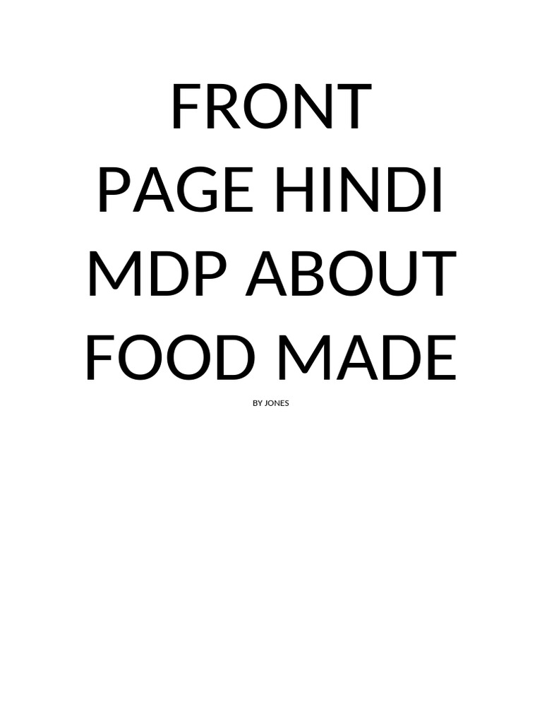 Food Mdp Jones | PDF