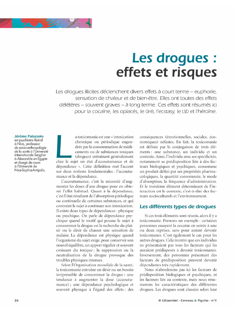 05 D&P - Les Drogues, Effets Et Risques | PDF