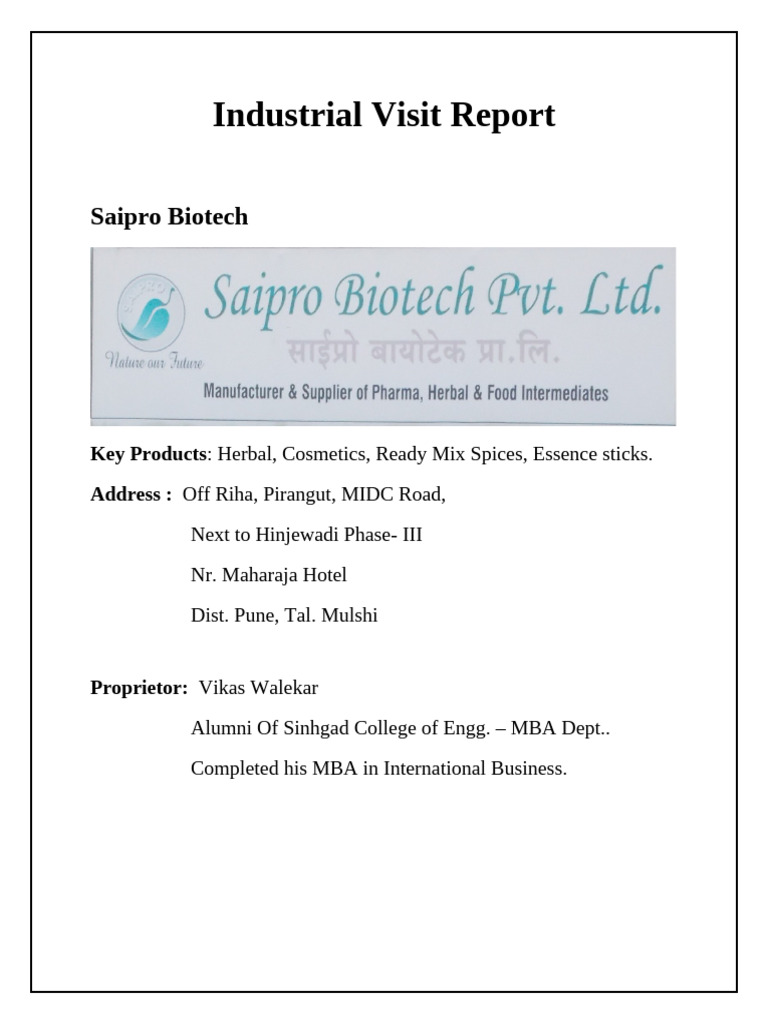Sai Pro Biotech Report | PDF