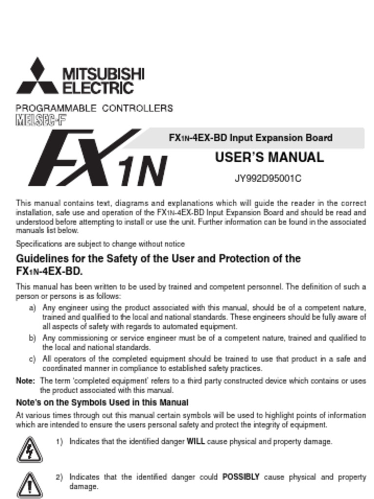 Mitshunishi FX1n UserMAnual | PDF | Programmable Logic Controller ...