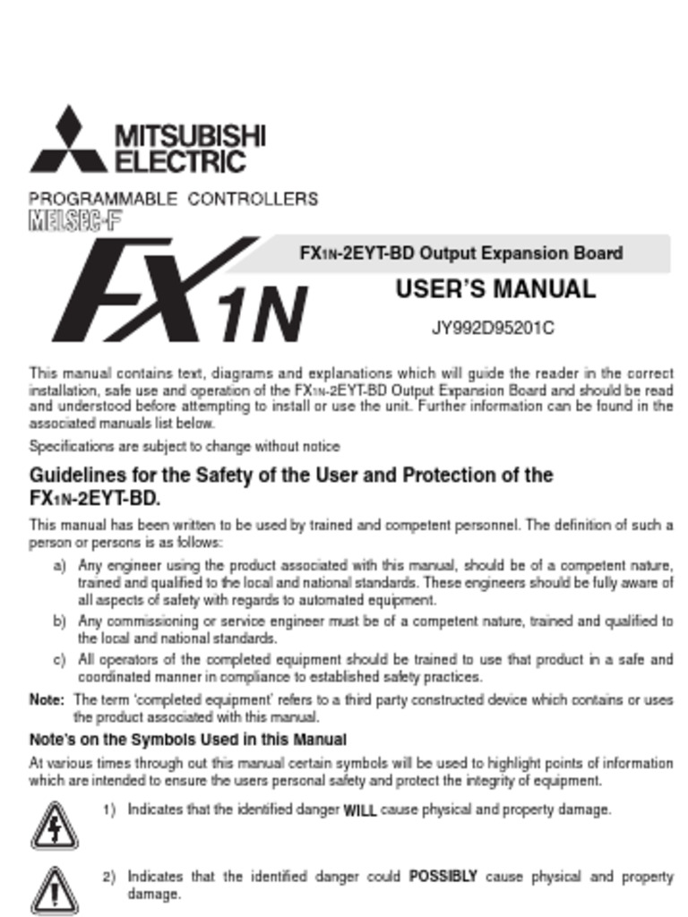 User Manual FX1N 2EYT BD Mithubishi | PDF