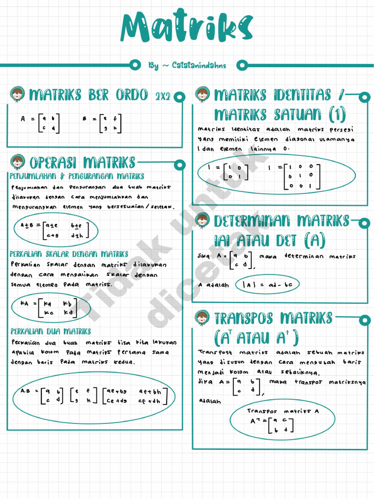 Matriks - Matematika by Catatanindahns | PDF