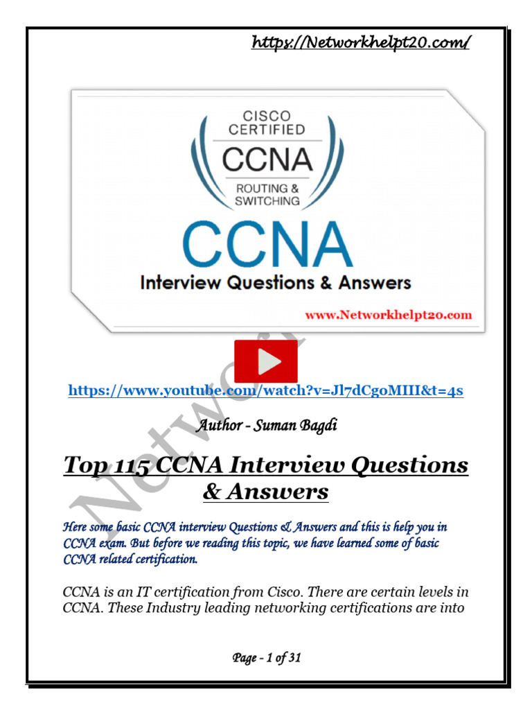 CCNA Interview Questions With Answers | PDF | Routing | Cisco Certifications