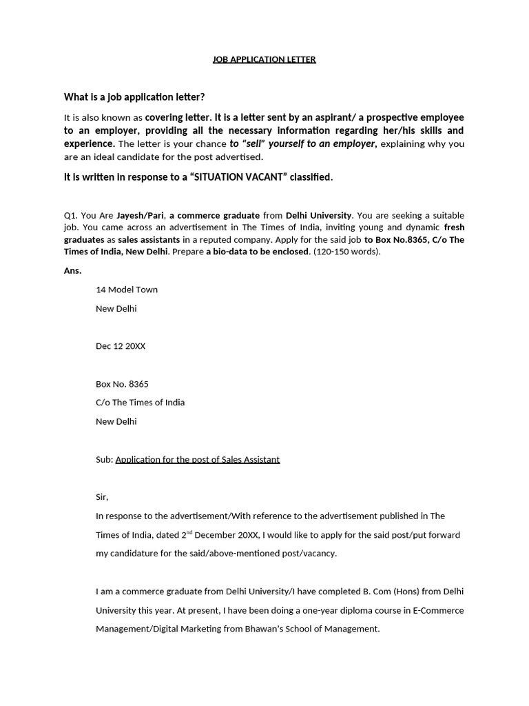 Job Application Letter | PDF