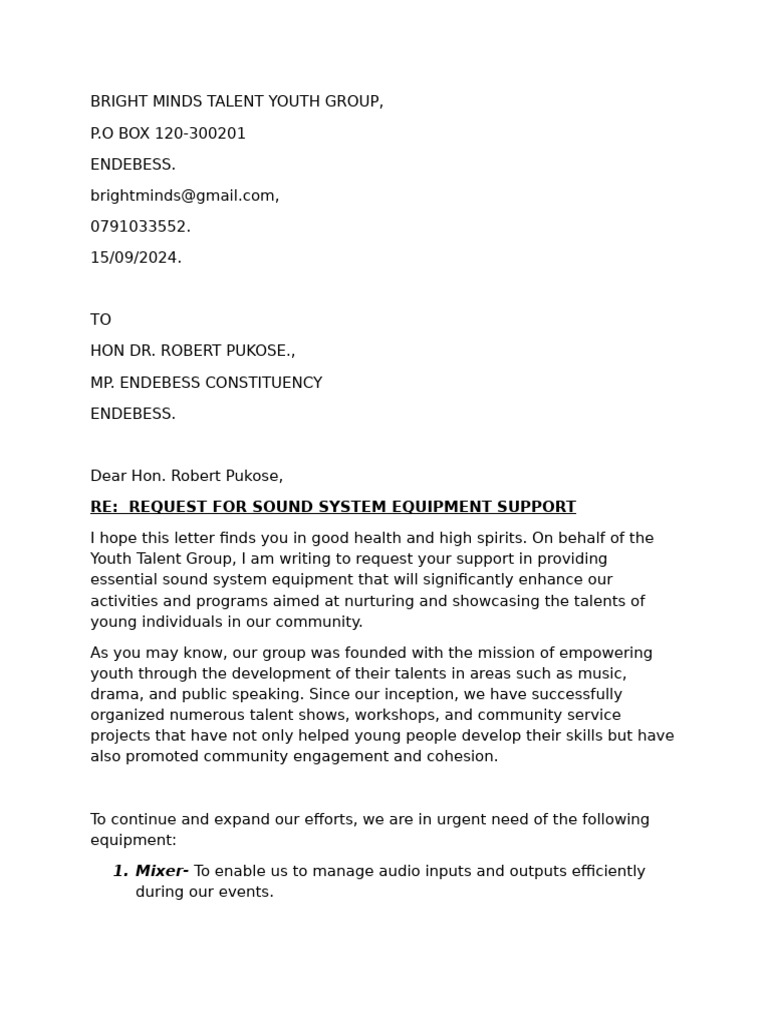 Request for Sound System Support | PDF