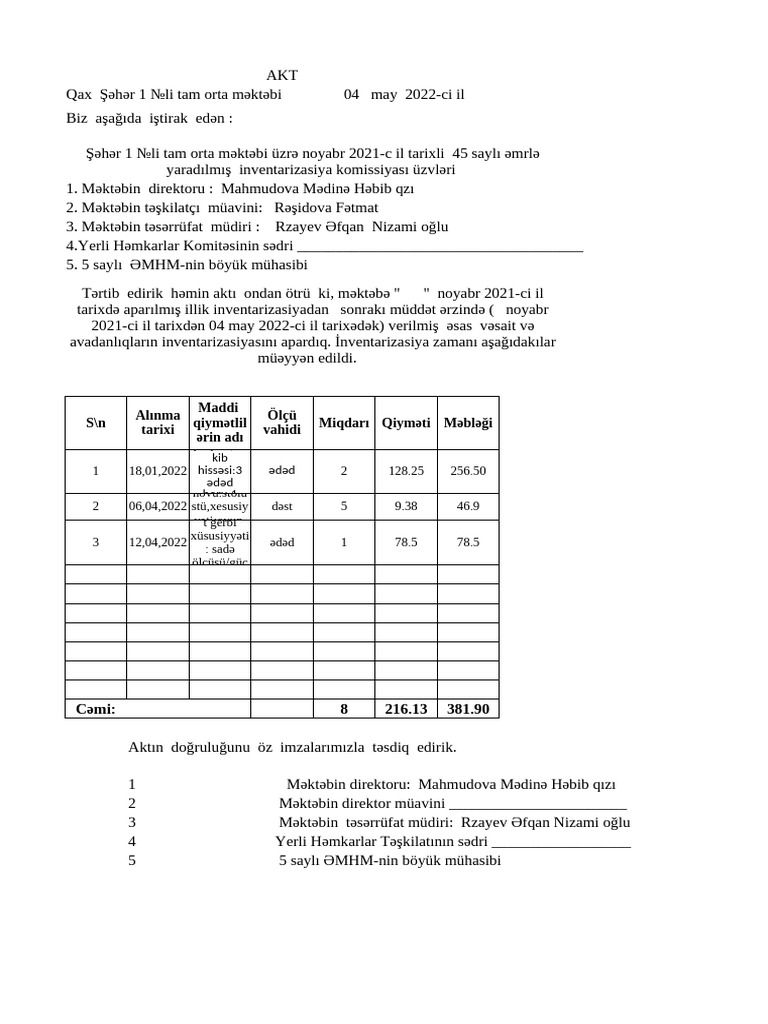 Akt - Nümunə | PDF