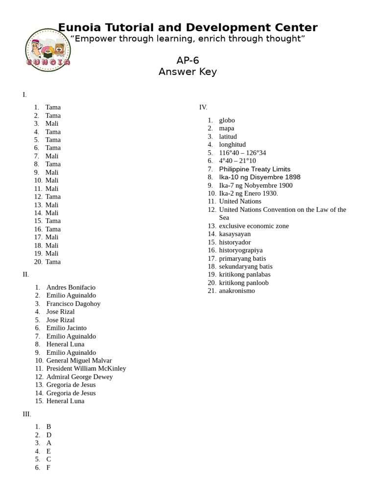 AP-6 Answer Key | PDF