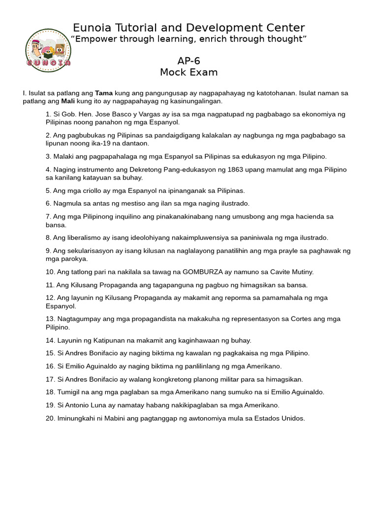 AP-6 Mock Exam | PDF