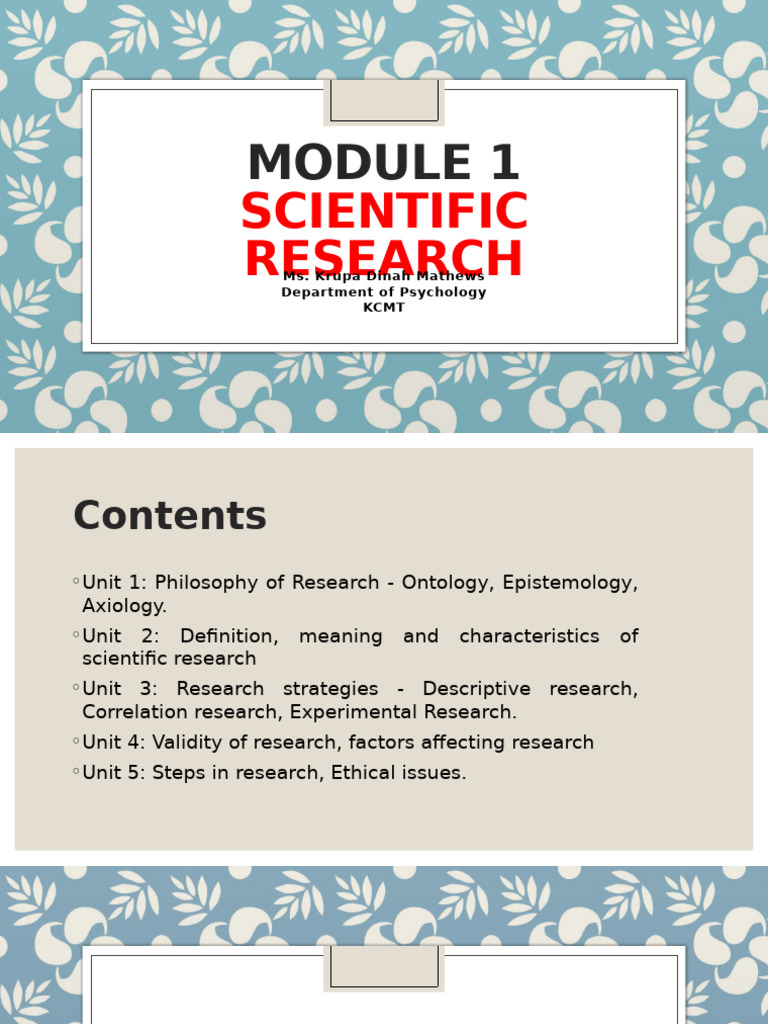 Research Methodology Module 1 | PDF