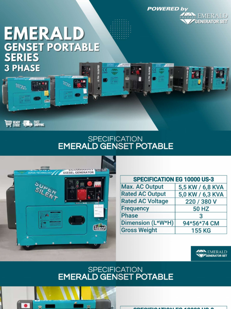 EMERALD Genset Portable Series - 3 PHASE | PDF