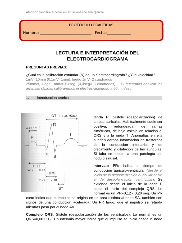Lectura E Interpretación Del Electrocardiograma | PDF