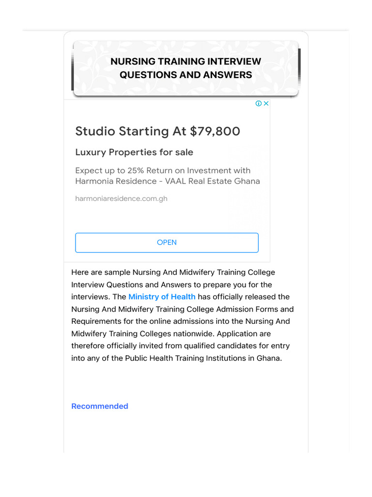 New - Nursing Training Interview Questions and Answers 2023 | PDF