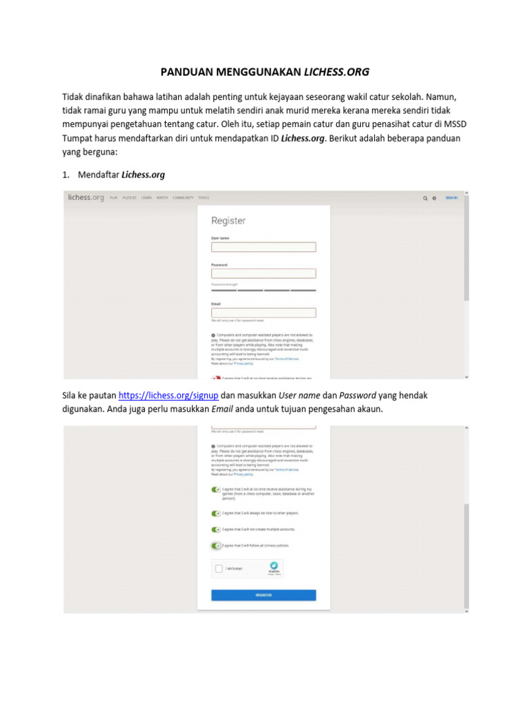 Panduan Menggunakan Lichess Untuk Latihan | PDF