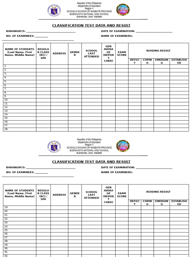 Classification Test Data And Result Pdf Tests