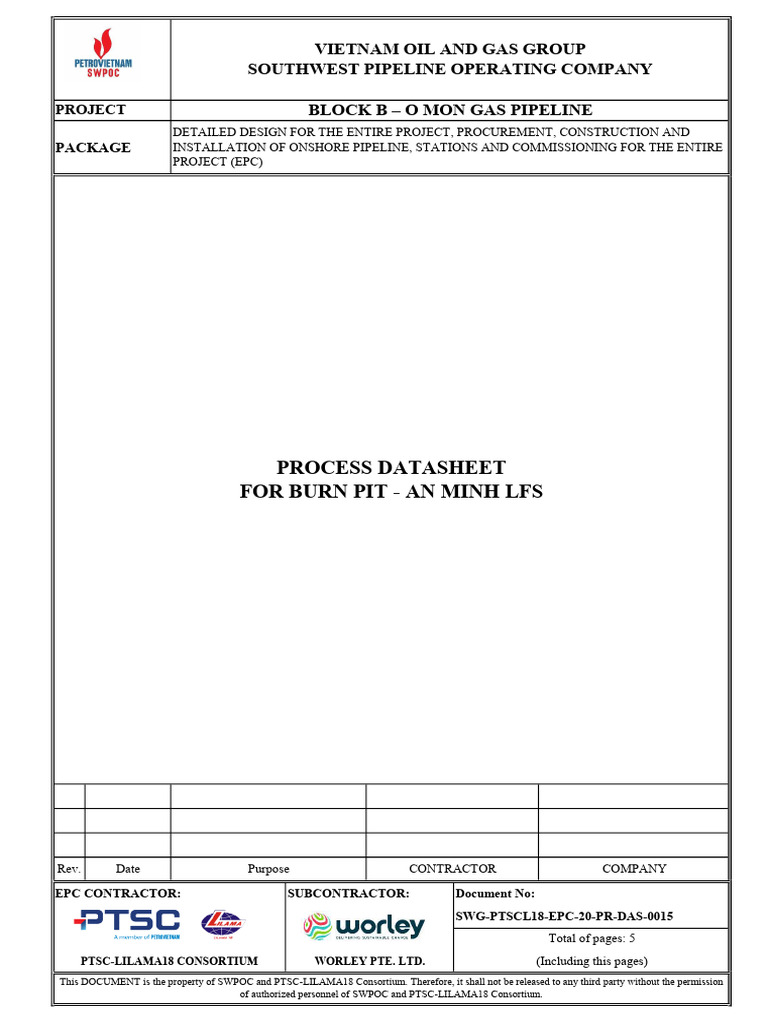 SWG-PTSCL18-EPC-20-PR-DAS-0015 - A - Process Datasheet For Burn Pit ...