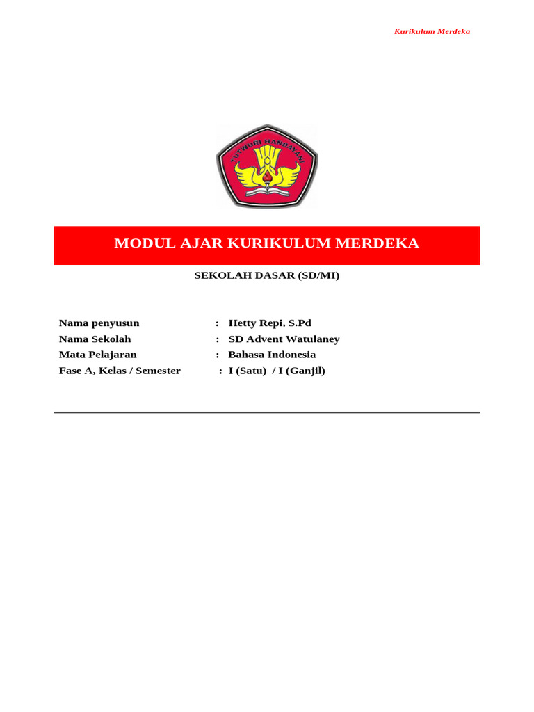 Modul Ajar BAB 1 Bahasa Ind Kelas 1 | PDF