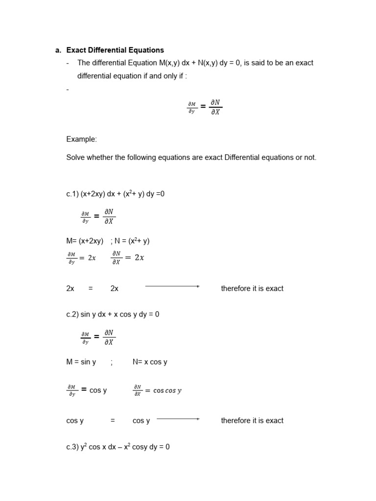 Topic No. 4 Exact Differential Equations | PDF