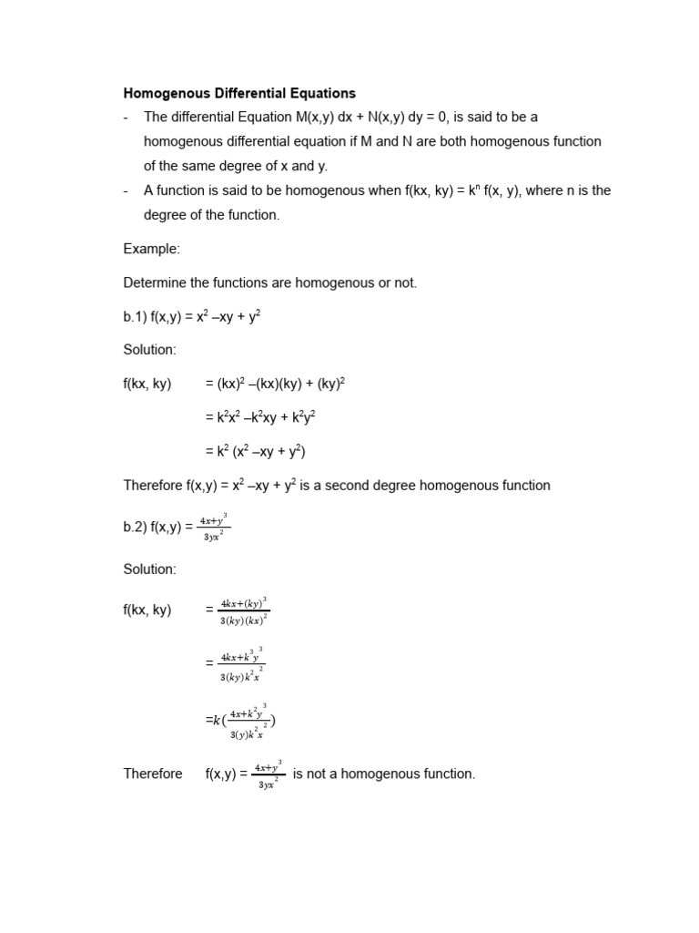 Topic No. 3 Homogenous Differential Equations | PDF