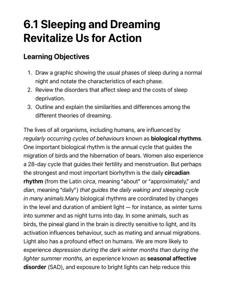 6.1 Sleeping and Dreaming Revitalize Us For Action - Introduction To ...