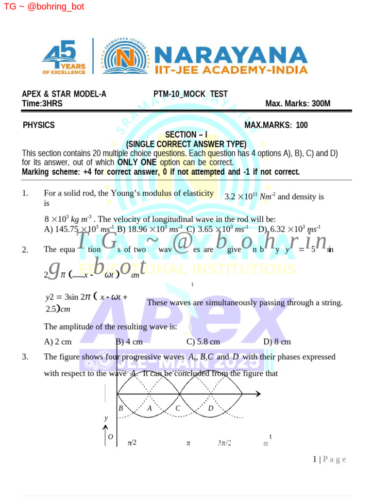@bohring Bot @heyitsyashxd SR Iit Star Model A&apex Jee Main | PDF