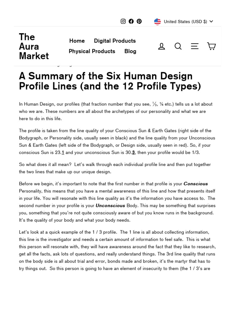 A Summary of The Six Human Design Profile Lines (And The 12 Profile Ty ...