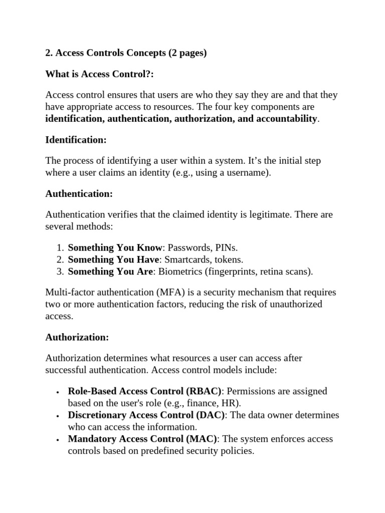 Isc2 Access Control Concepts Notes | PDF | Computers
