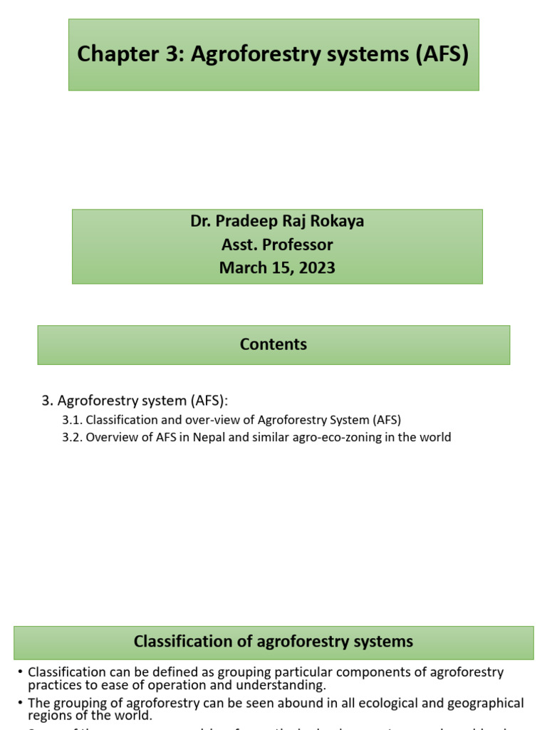 Chapter 3 - Agroforestry System | PDF | Agriculture | Crop Rotation
