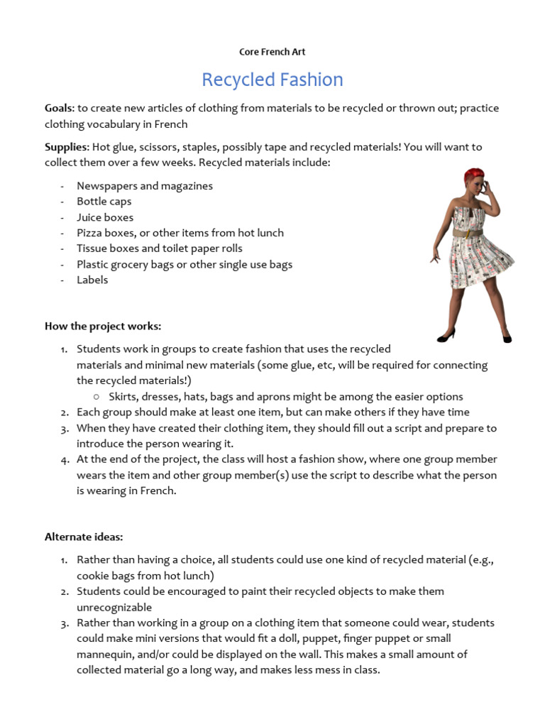Core French Art - Recycled Fashion Show 6.2A | PDF