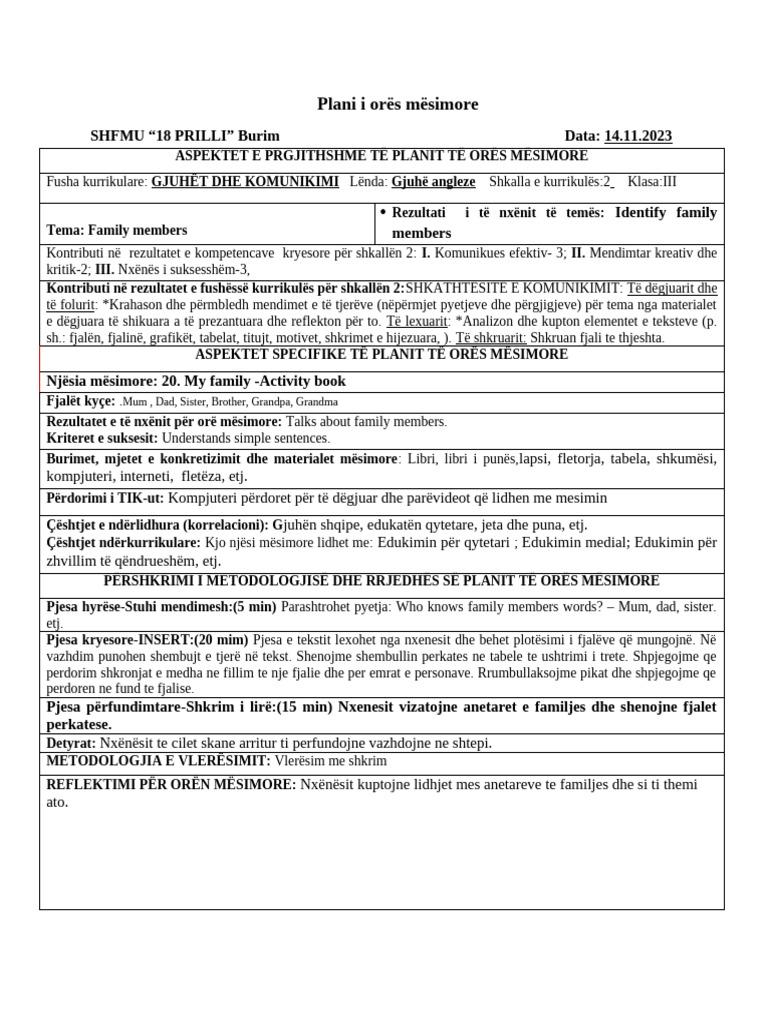 Klasa 3 Plan Ditor | PDF