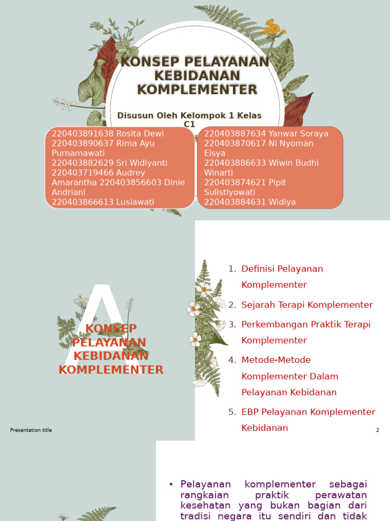 Konsep Pelayanan Komplementer Kel 1 Bu Kursih | PDF