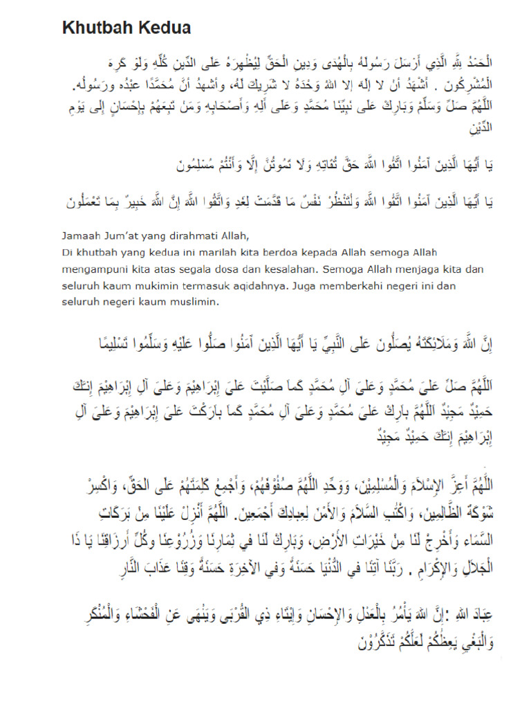 Contoh Kutbah Ke 2 | PDF