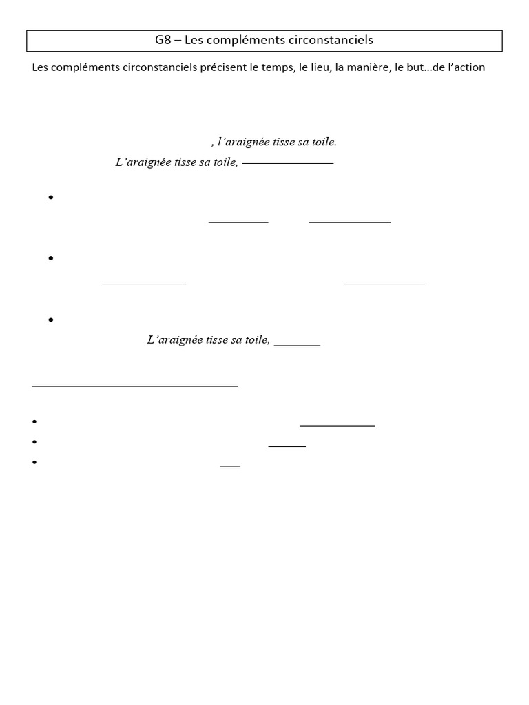 Cours de Français Leçon de Grammaire Cm1 Cycle3 Les Compléments ...
