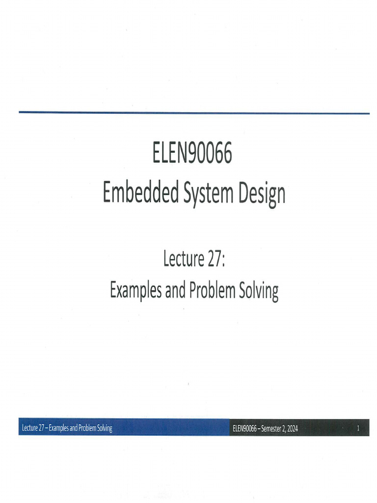 Lecture 27 - Examples and Problem Solving - 2024 (With Solution) | PDF