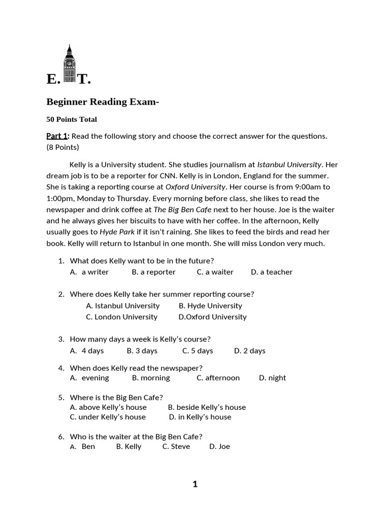 New L1 Reading Exam | PDF