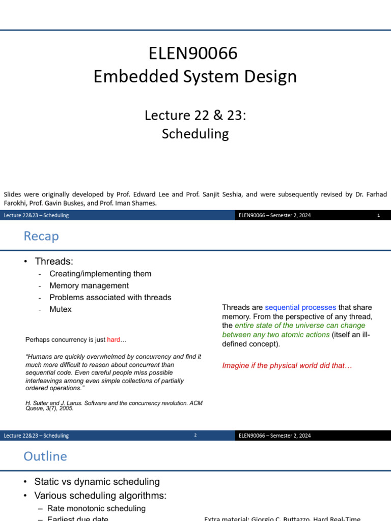 Lecture 22&23 - Scheduling - 2024 | PDF
